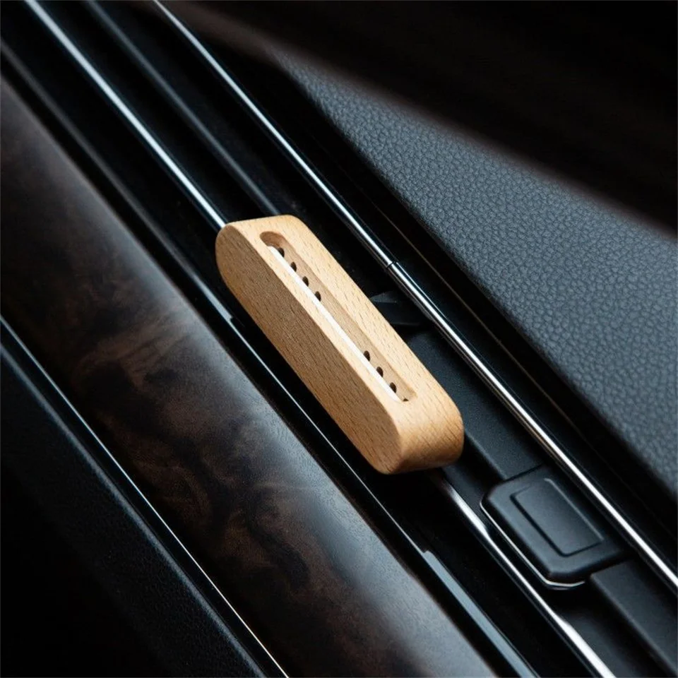 Custom Logo Car Aroma Diffuser Natural Wood Car Vent Clip Air Freshener ...