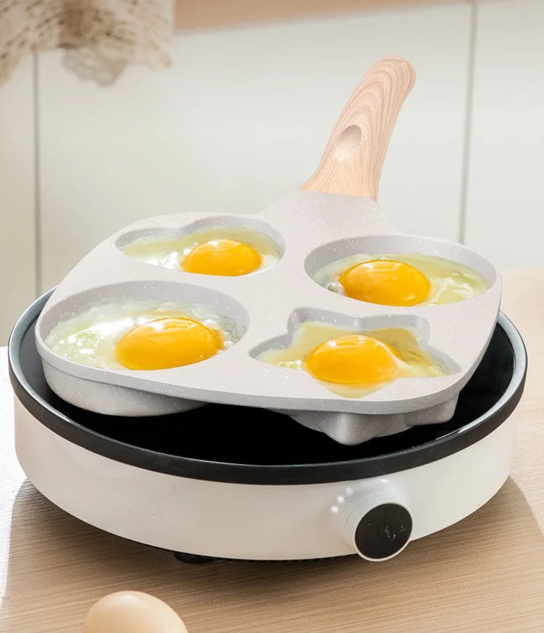 Multifunctional Frying Pan Double Bottom Four Holes Non Stick Pot Egg ...