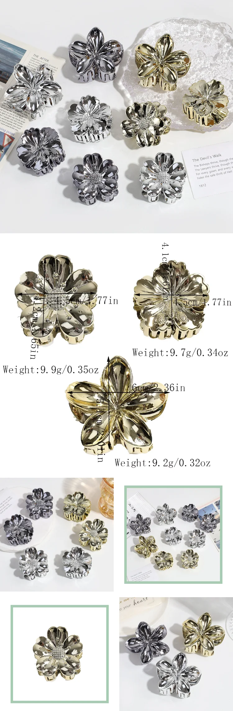 Imitation Metal Frangipani Hair Clips Light Luxury Shell Hair Clips ...