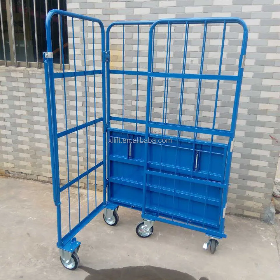 Warehouse Supermarket Industry 3 Sided Cargo Storage Folding Nestable ...