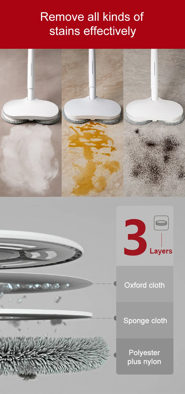 Jesun Smart Electric Wiping Spin Mopping Floor Mop Cleaner