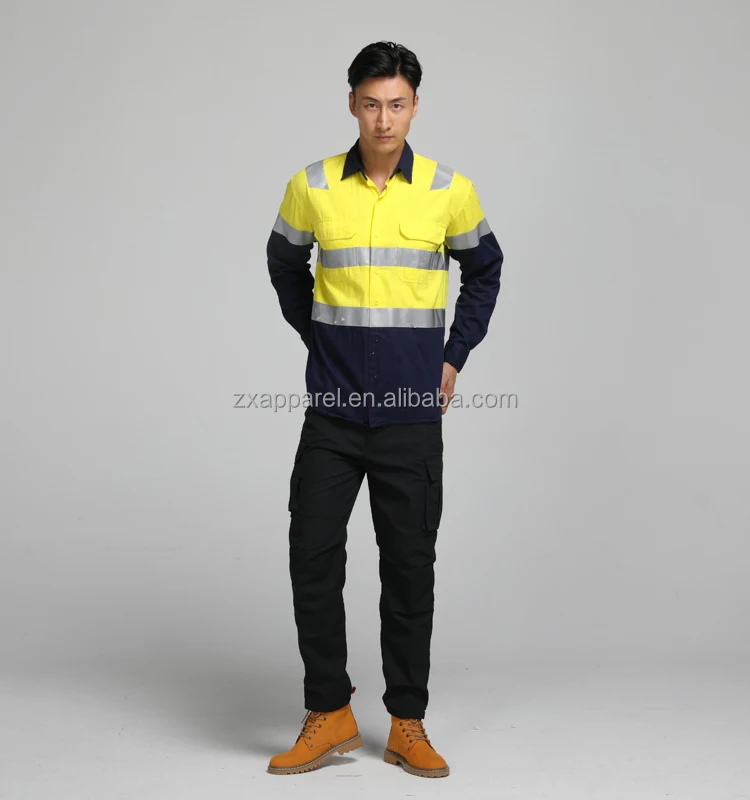 Working Uniform Reflective Safety Suit Hi Vis Yellow Orange Shirt Pants ...