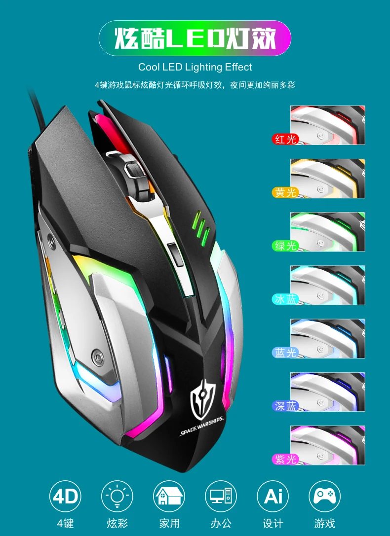 New 2024 Wired Led Lights Gaming Keyboard Mouse Combos For Computer Pcs ...