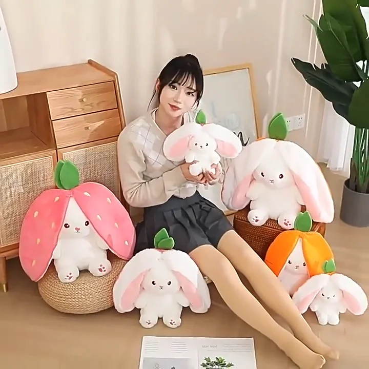 Creative Kawaii Fruit Transform Bunny Stuffed Doll Kids Gift Stuffed ...