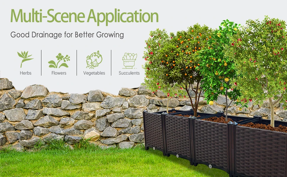 Eco Friendly Plastic Plant Boxes for Growing Vegetables & Flowers