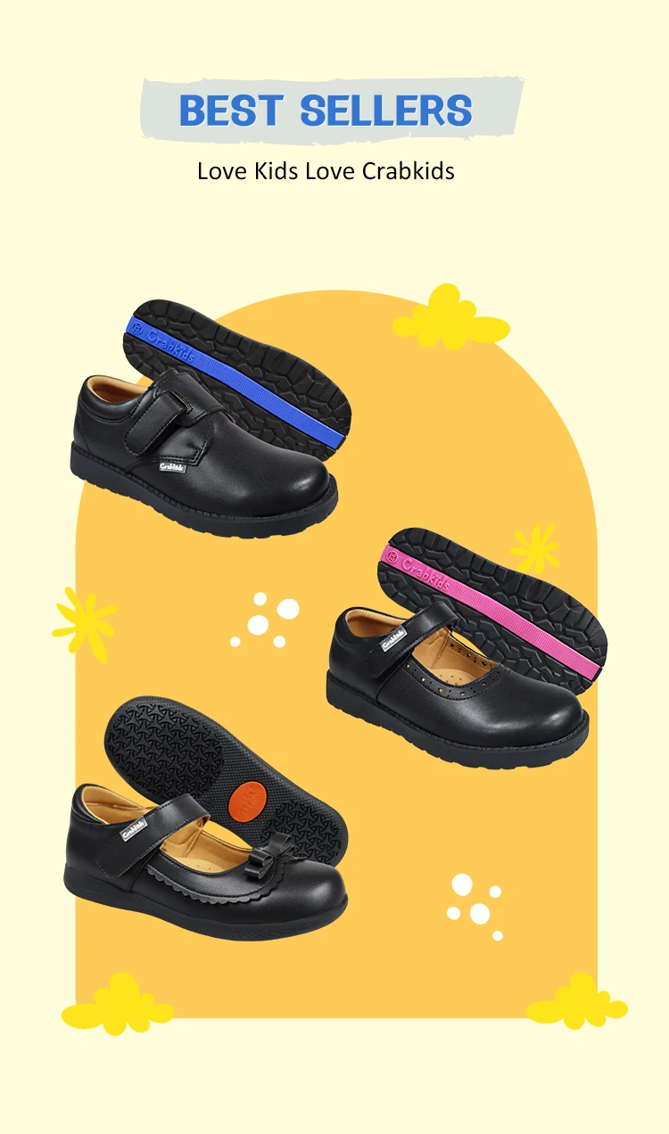 Crabkids Comfortable Black Leather Kids Back To School Girls Uniform ...