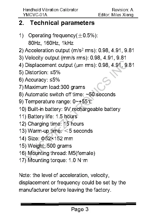 Hand-held Vibration Calibrator YMCVC-01A - Precision & Durability