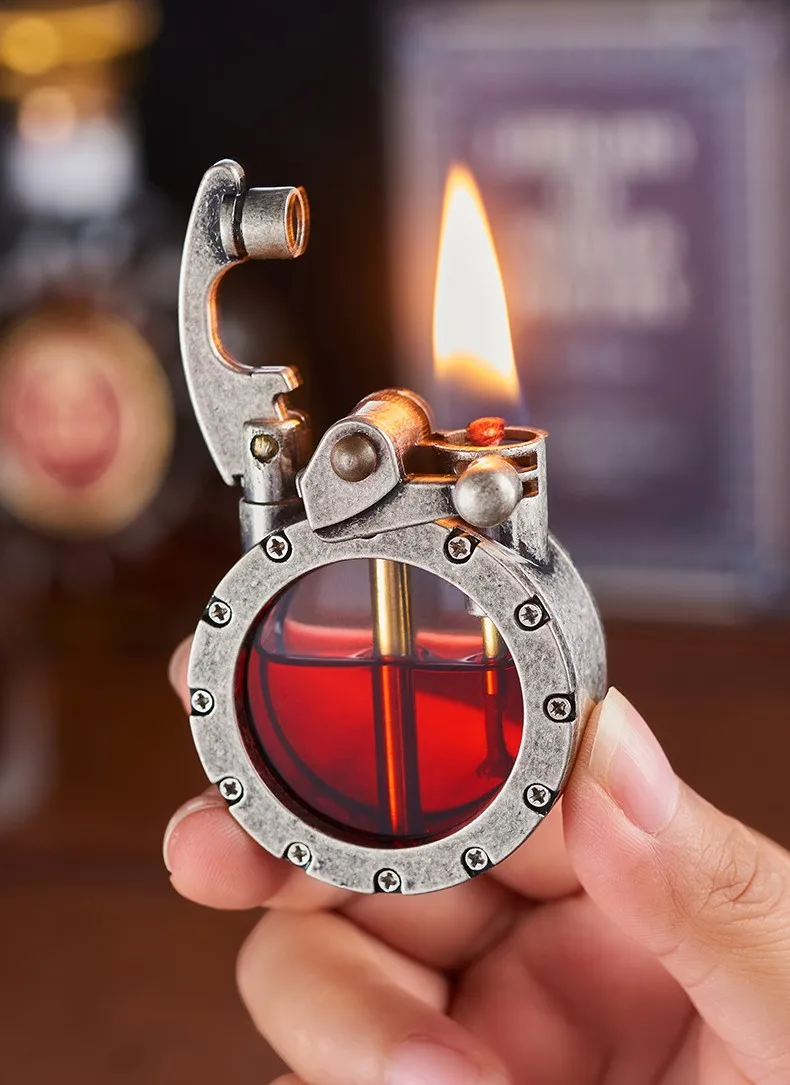 Retro Pocket Watch Shape Rocker Arm Lighter Zinc Alloy Grinding Wheel ...