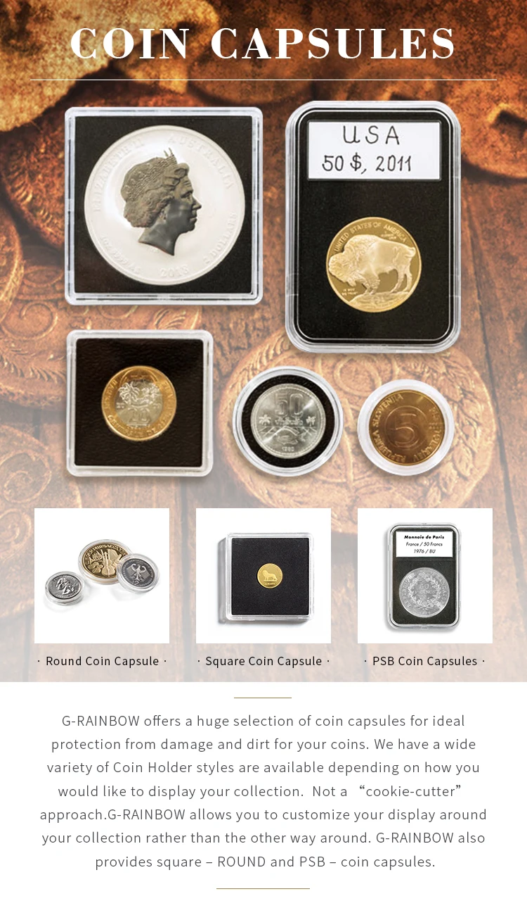 Rectangle Plastic Capsule Souvenir Coin Capsules Display Holder Box ...