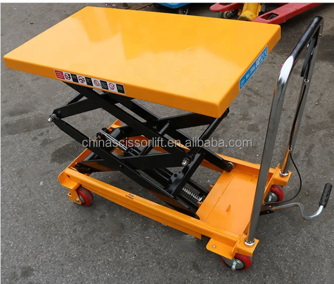 4-Wheel Lift Table Trolley Adjustable Handling CE Electric Hydraulic ...