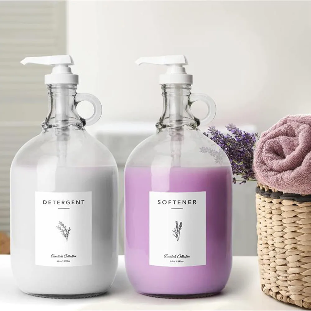 Half Gallon Glass Pump Dispenser Bottle 64 Ounce Large Jug With Pump ...