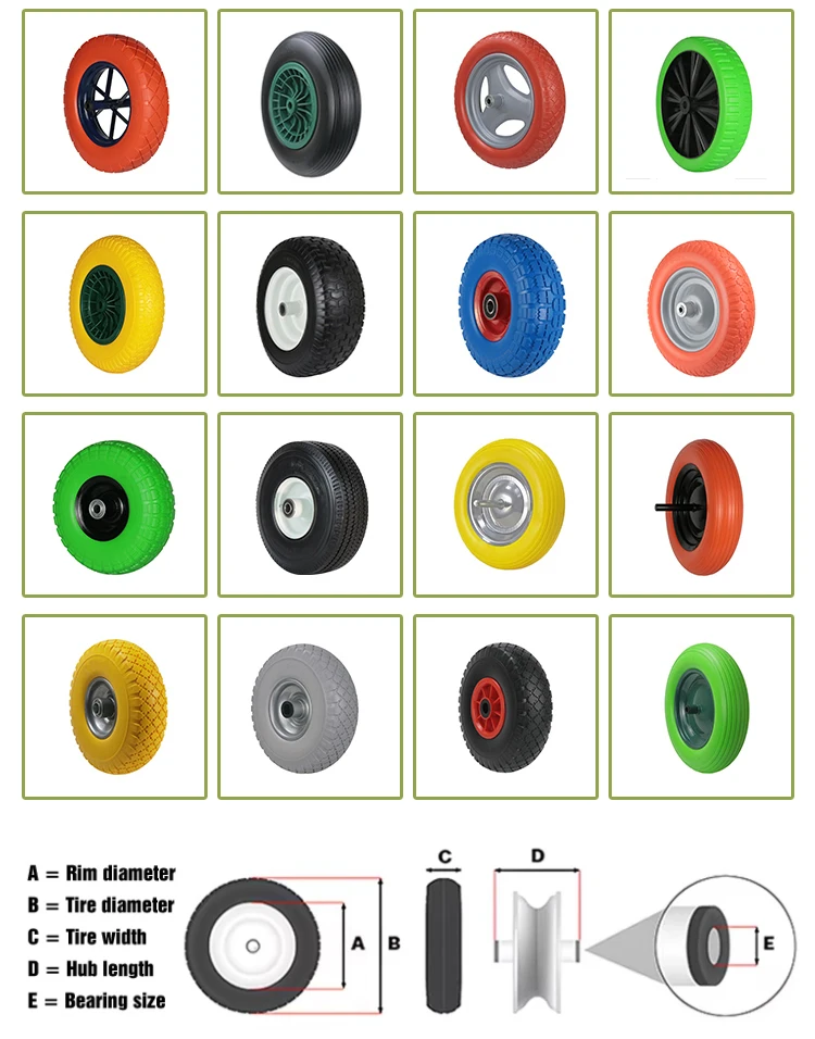HKT1446 Wholesale Wheelbarrow Wheel Flat Free Tyre 400 mm Diameter ...