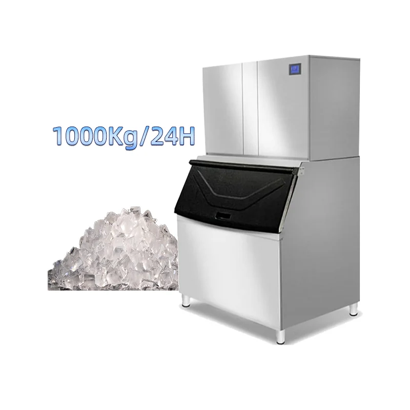 Industrial Ice Machine 1 Ton 1000kg Stainless Steel Commercial Ice Cube ...