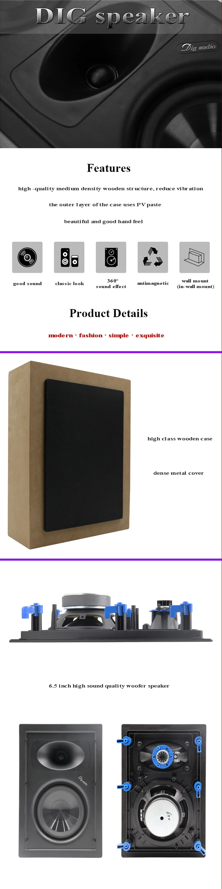 Dig Single 6.5inch Professional Speaker System For Home Theater - Buy 6 ...