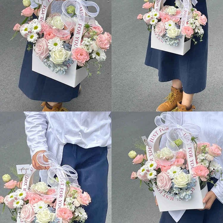 DIY Wedding Bouquet Recyclable Paper Cardboard Box With Handle Florist ...