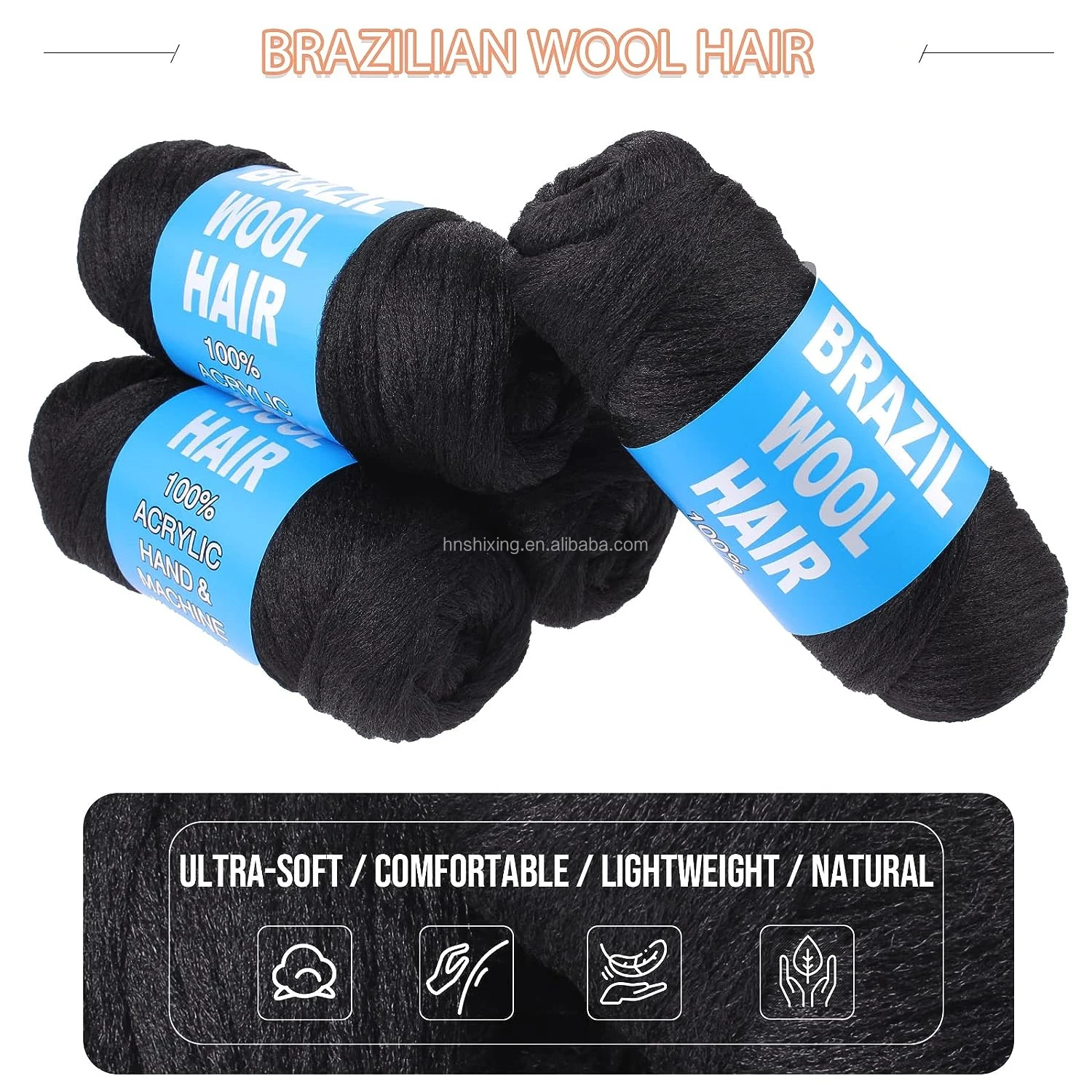 African Braids Knitting Hair Braids 70g/roll Natural Black Brazilian ...