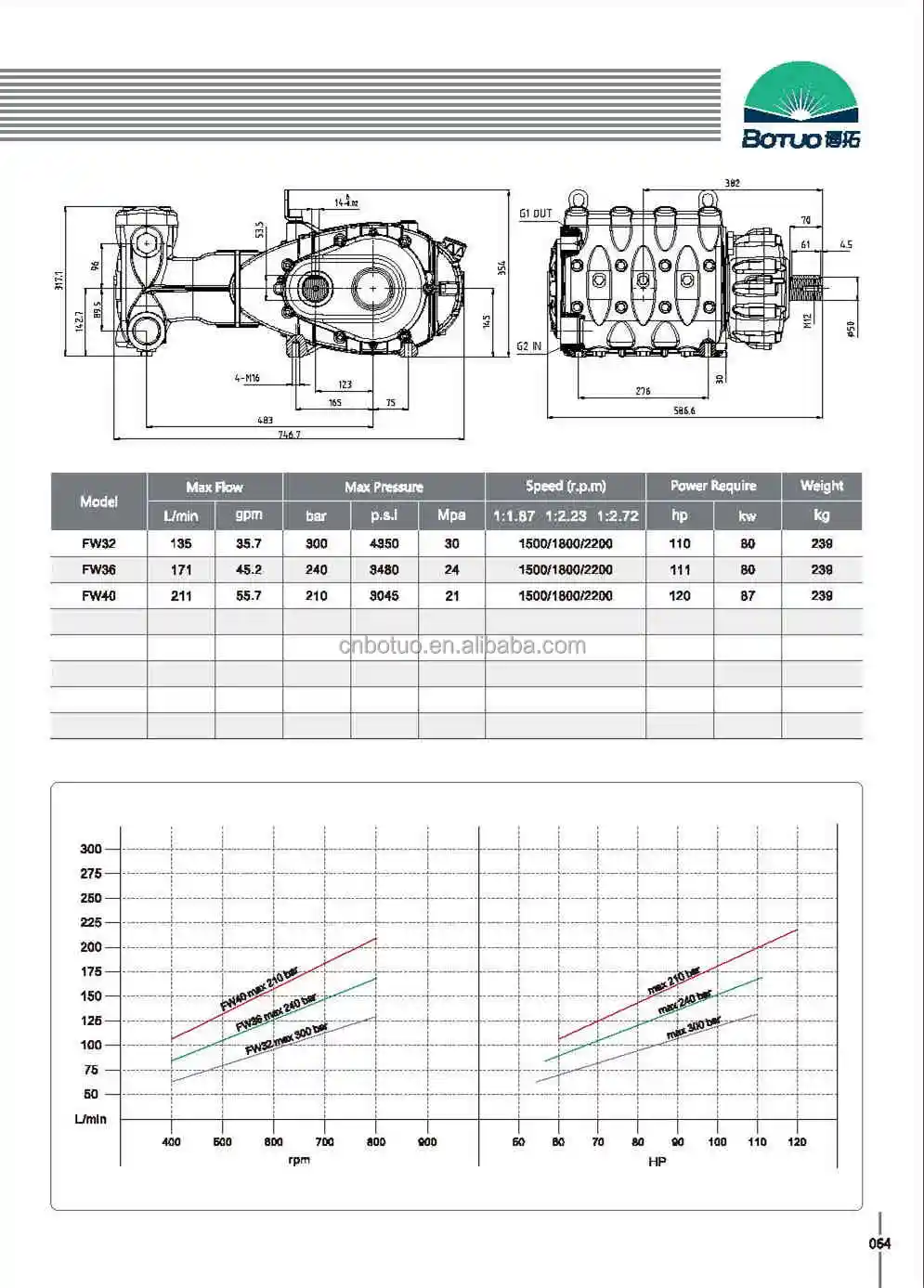 BOTUO FW Series Triplex Plunger Pump - High Efficiency Cleaning