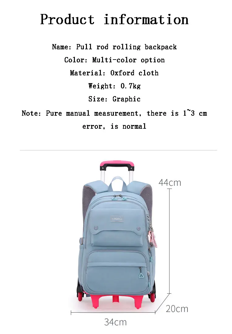 Elementary Kids Trolley Wheeled Children Backpack With Wheels Trolley ...