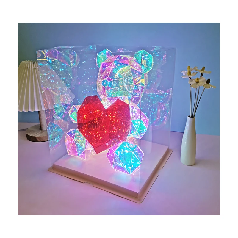 Holographic Bear Novelty Gifts Valentines Day 30 Cm Led Light Glowing ...