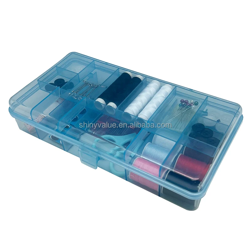 2-Layer Plastic Box Sewing Kit With Multiple Accessories Includes ...