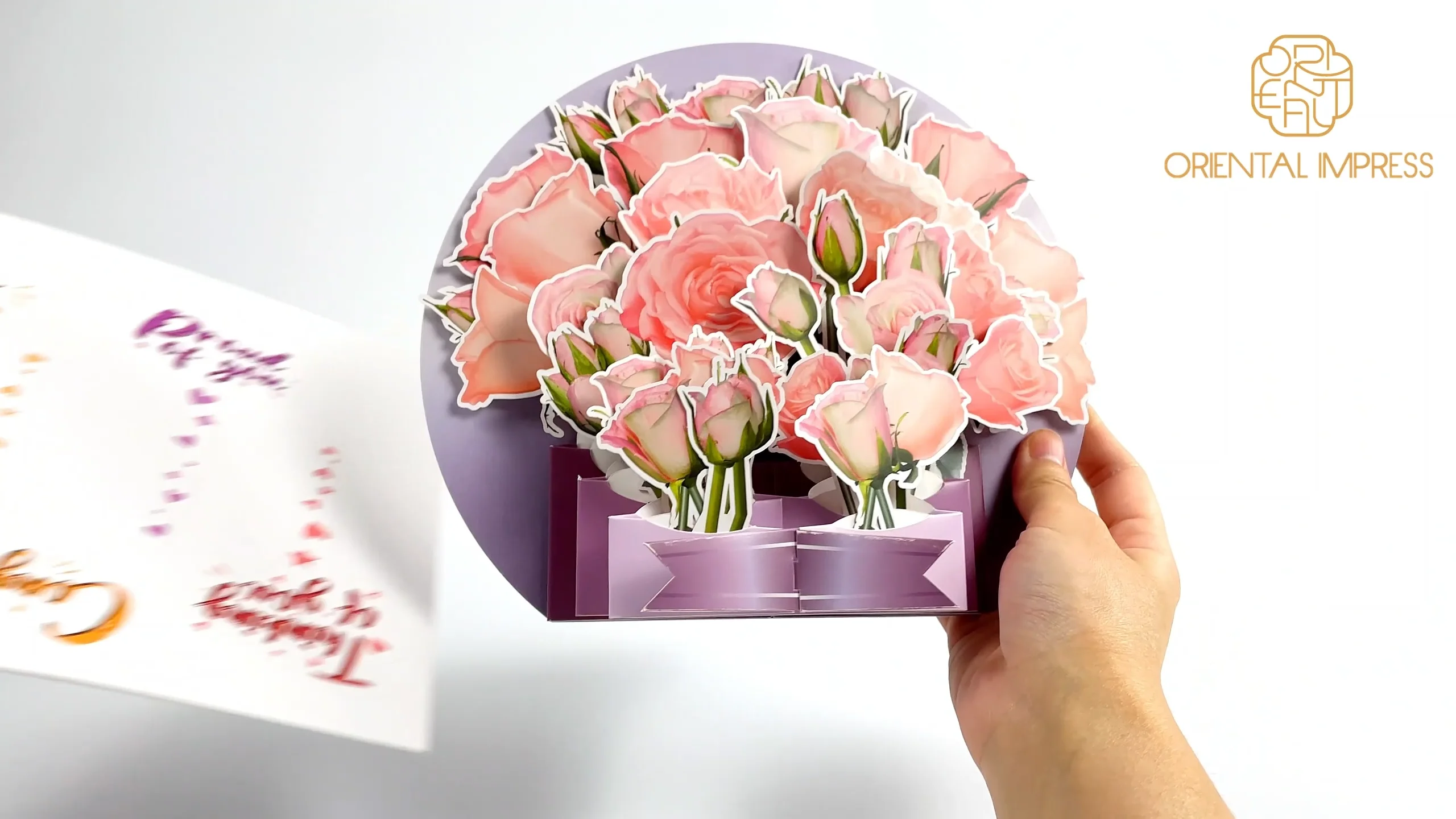 Romantic 3d Pop Up Rose Bouquet Greeting Card With Greeting Text Sign ...