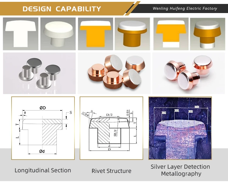 Silver Point Electrical Bimetal Contact Rivet Moving Contact for Power ...