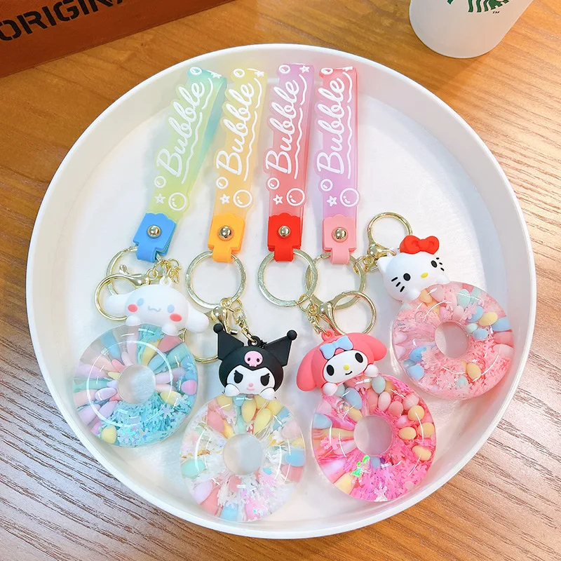 New Cartoon Cute Floating Bubble Beads Drifting Key Chain Sanrio Liquid ...