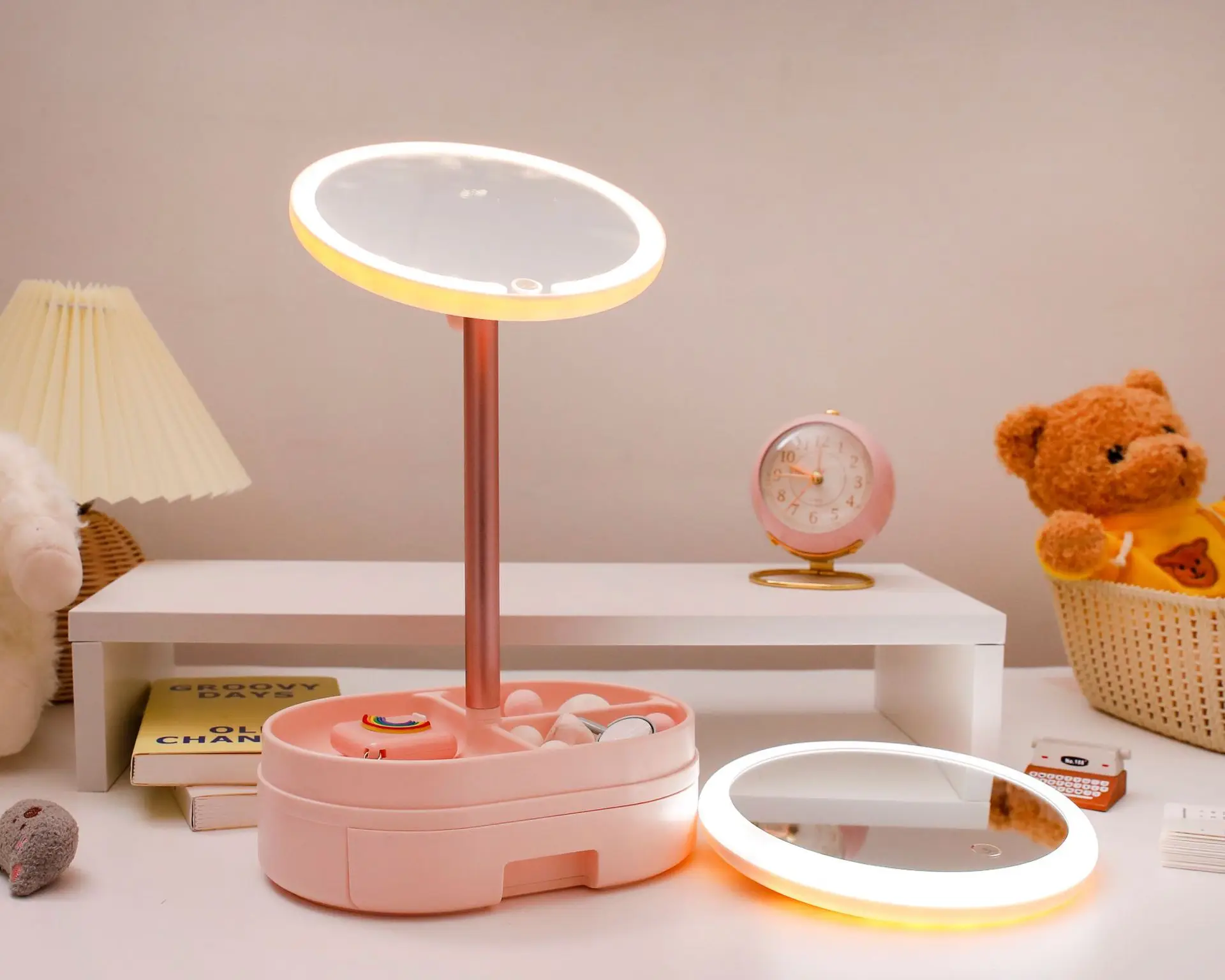 Holder Portable Removable With Light Desktop Dressing Mirror Gift ...