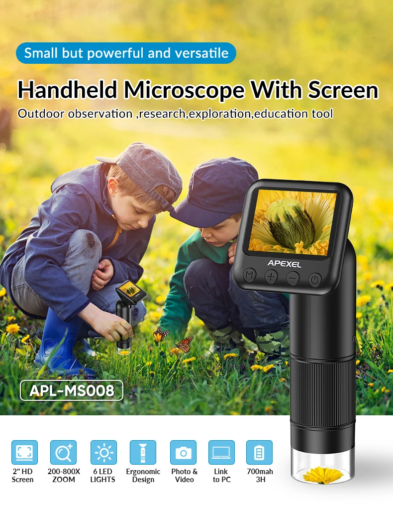 APEXEL Digital Handheld Microscope - 400X-800X Magnification