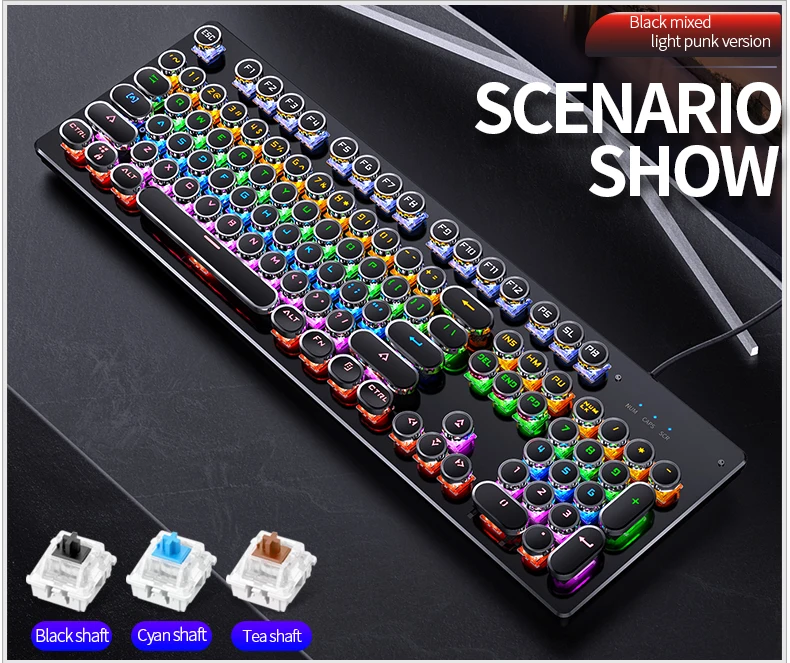104 Key Wired Usb Rgb Steampunk Keyboard True Gaming Mechanical ...