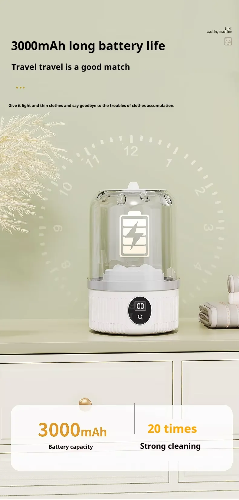 Mini Electric Washing Machine - Portable & Foldable Design