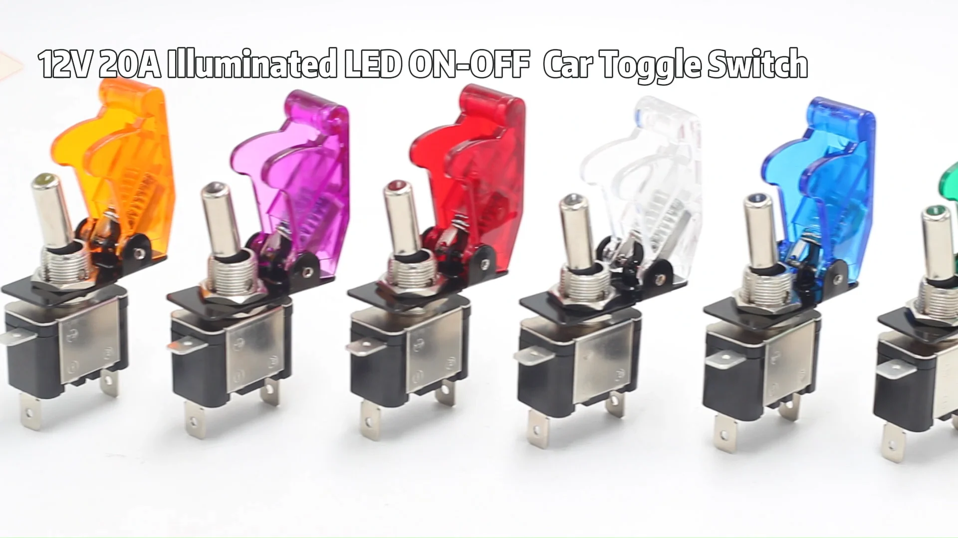 12v 20a Illuminated Led On-off With Cover Red Blue Green Yellow Car ...