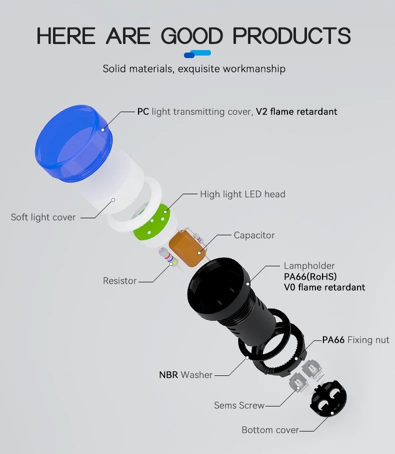 AD22-22DS New 22MM Panel Mount LED Power Electronic Indicator Pilot ...