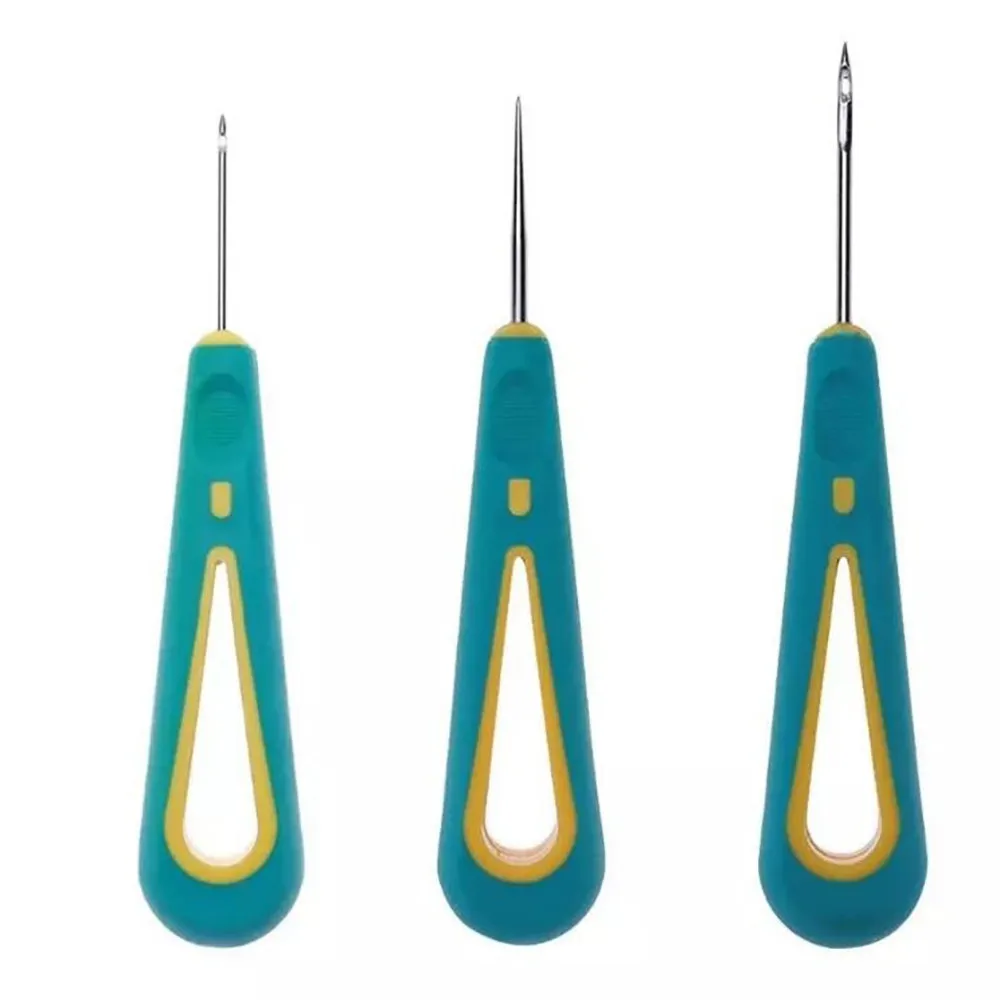 3 Styles Pointed Awls Hook Punch Hole Sewing Tool Rubber Handle DIY ...