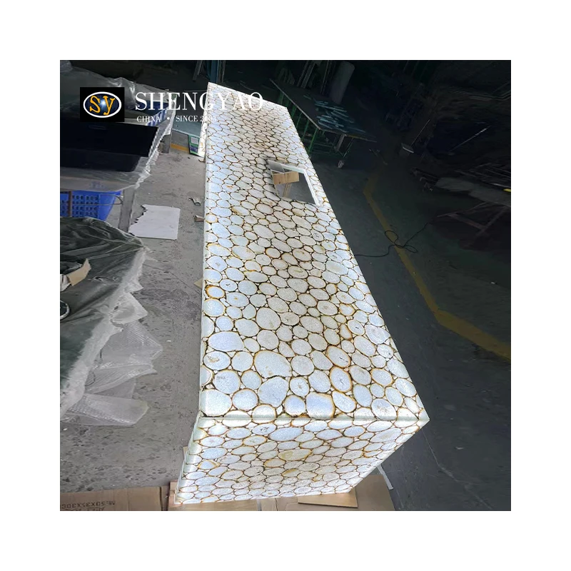 Custom White Translucent Stone Bar Counter Agate Crystal Gemstone ...