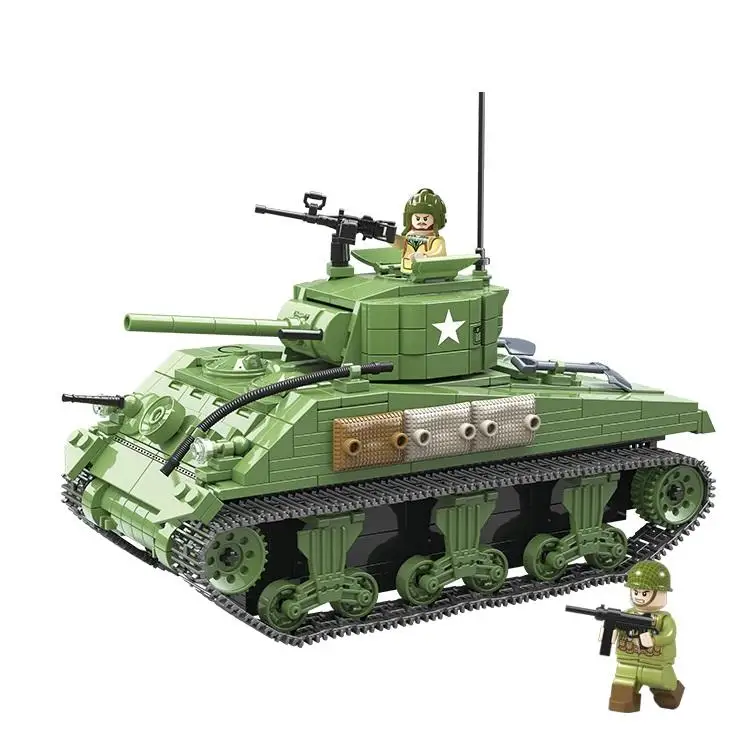 Ww2 Battle Building Blocks Military Series Sherman M4a1 Tank ...