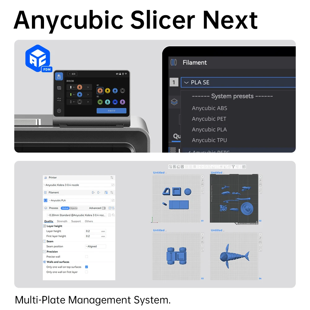 Anycubic Kobra S1 Combo Multi-Color 3D Printer - High Precision