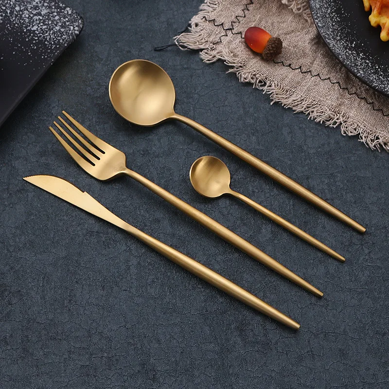 Gold Table Spoon And Fork Set Cutlery Stainless Steel Factory Promotion ...