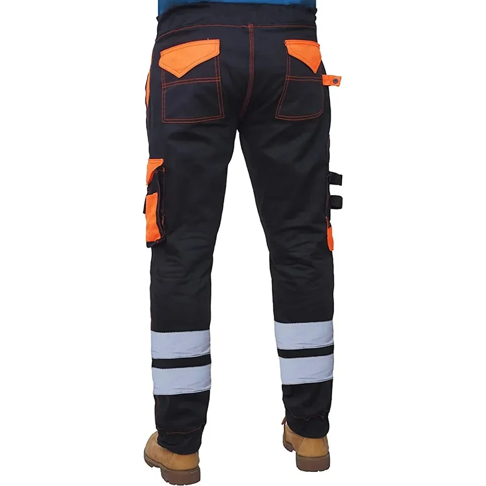 Men's Cotton Work Pants Winter Workwear Cargo Pants Reflective Tape ...