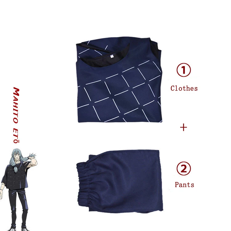 Jujutsu Kaisen Mahito Cosplay Costume Anime Uniform Dark Blue T-shirt ...