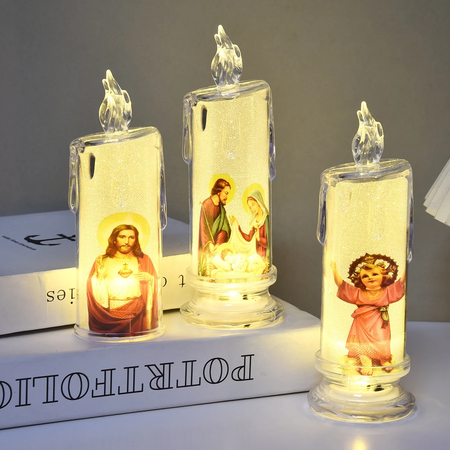 Battery Prayer Acrylic Led Candle Jesus Flameless Led Devotional Prayer ...