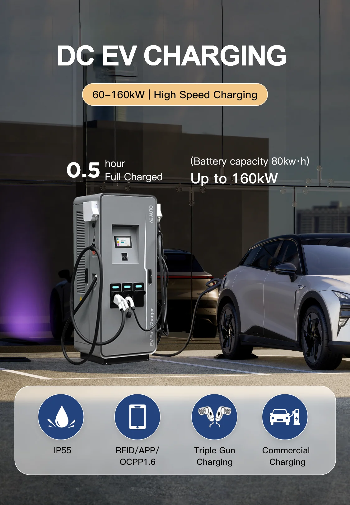 2023 Aeauto Dc 100kw Ocpp1.6 Ccs Chademo Dc Charging Station Modular Ev ...