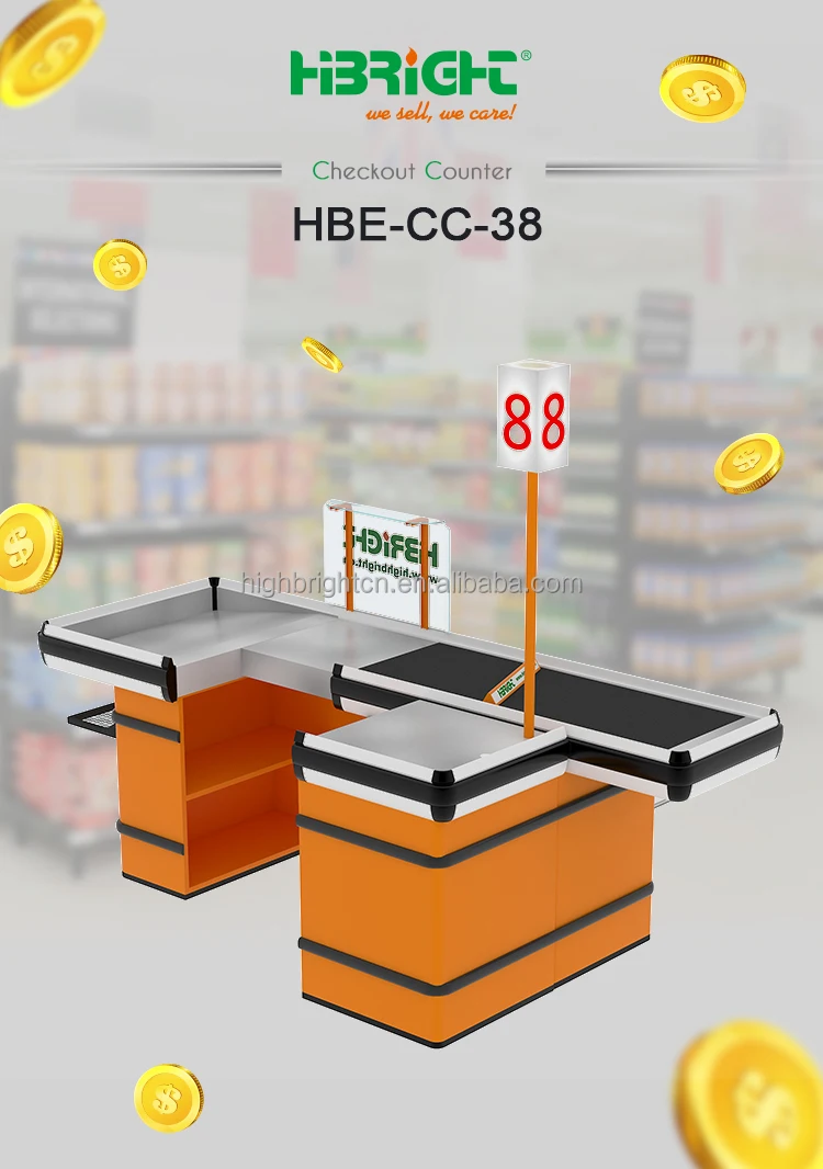 Stainless Steel Retail Store Straight Cashier Checkout Counter With ...