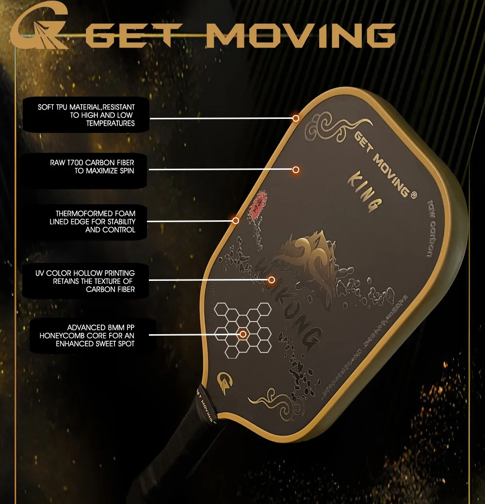 GET MOVING WUKONG KING Black Gold Paddle - T700 Carbon Fiber
