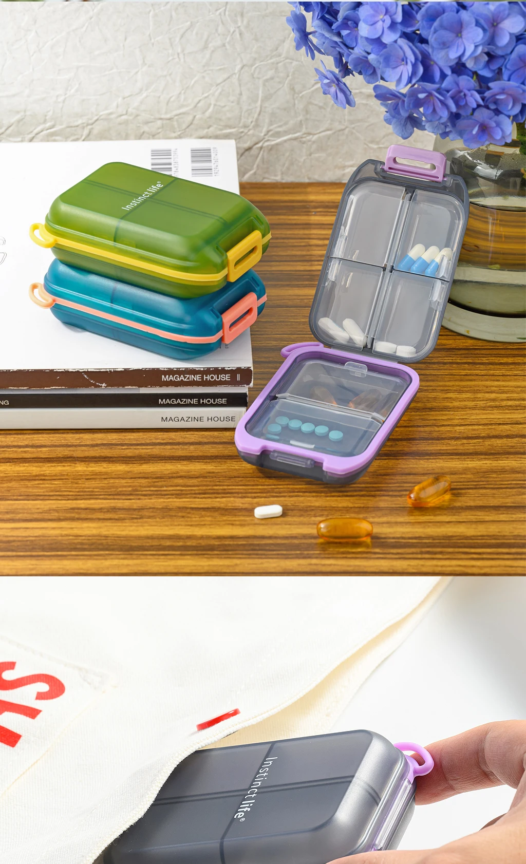 Wholesale Mini 7-Day Portable Plastic Tablet Organizer Easy-to-Carry PP ...