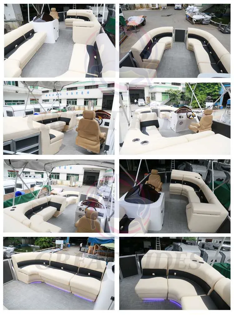 Customized Electric Motor Aluminum Luxury Pontoon Fishing Boat 25 Feet ...