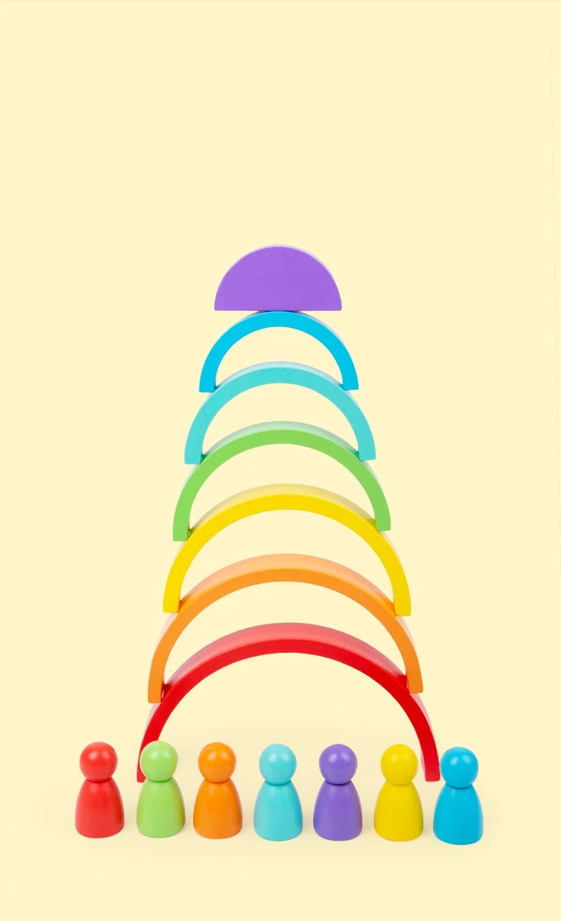 Montessori Wooden Iridescence Stacking Match Building Block Sets ...