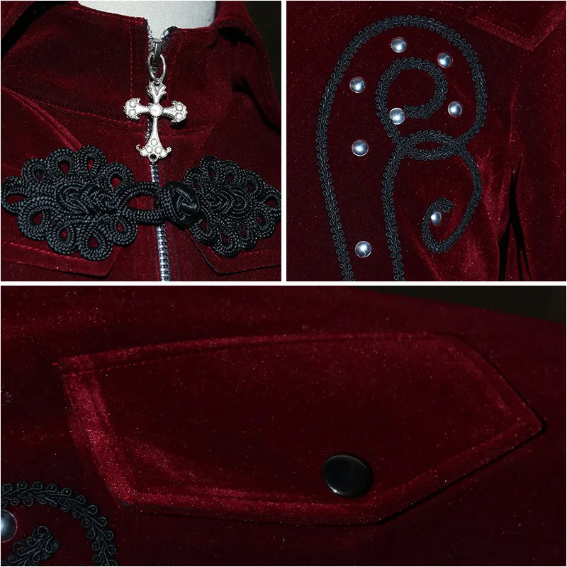 Renaissance Medieval Earl Noble Red Wine Tuxedo Trench Coat Suit ...