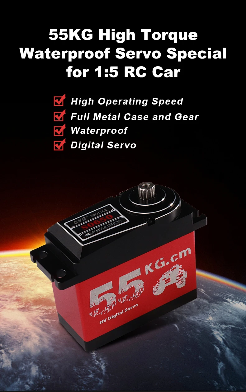 Cys-s0650a 60kg Full Metal Case High Torque Steel Gear Digital Waterproof Rc Servo With Dc Motor ...