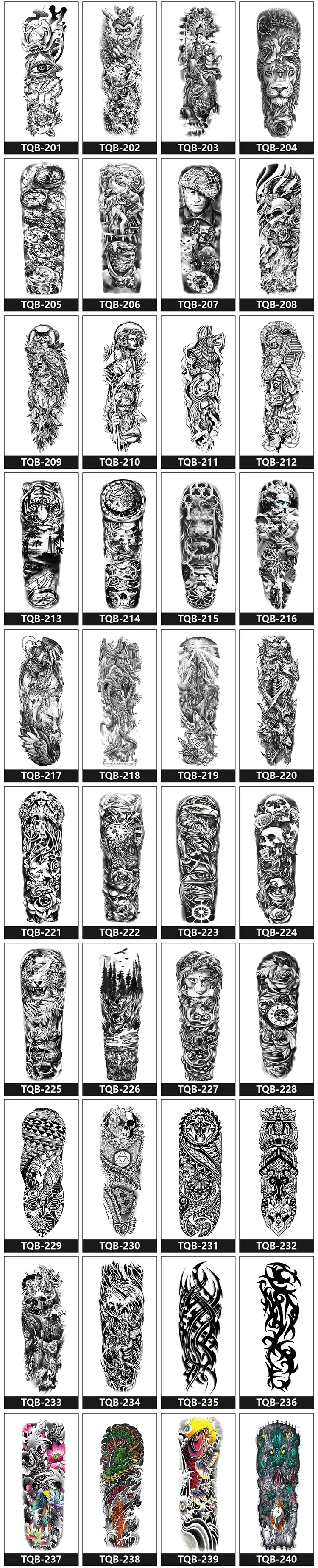 Temporary Full Arm Tattoo Stickers - Tribal Totem Designs